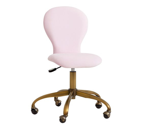 Round Upholstered Desk Chair, Brass Base | Pottery Barn Kids