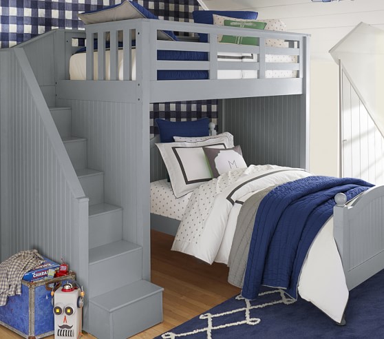 Catalina Stair Loft Bed & Lower Bed Set | Pottery Barn Kids