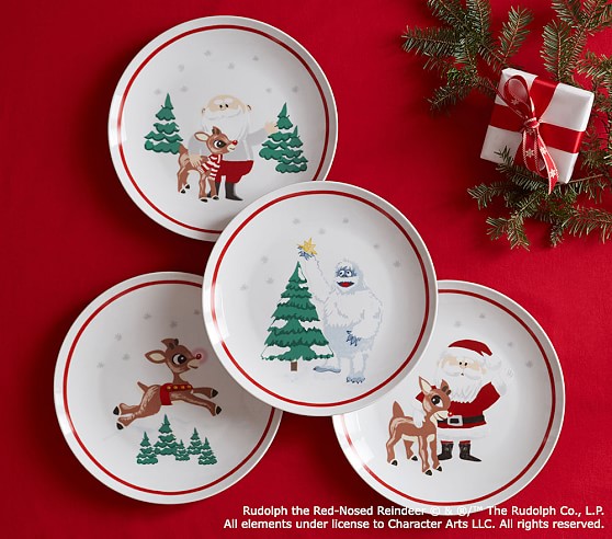 Ceramic Rudolph the Red-Nosed Reindeer® Plate Set | Pottery Barn Kids