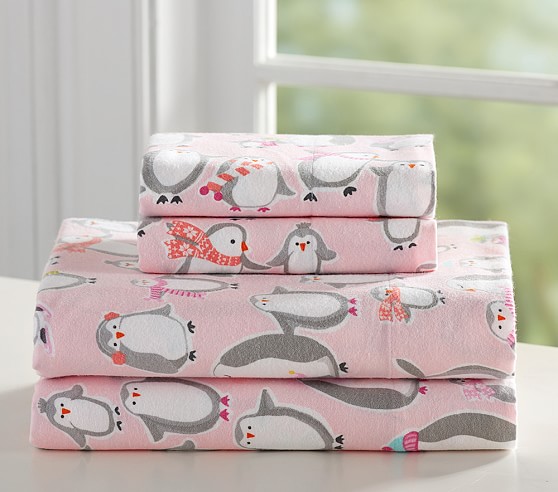 Penguin Flannel Sheet Set | Pottery Barn Kids