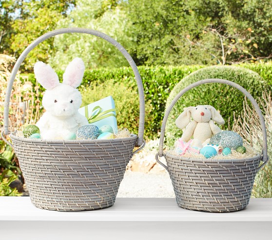 White Quinn Collapsible Handle Easter Baskets | Pottery Barn Kids