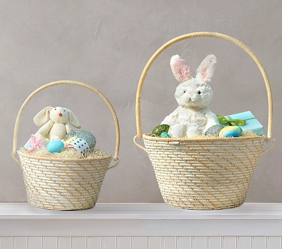 White Quinn Collapsible Handle Easter Baskets | Pottery Barn Kids