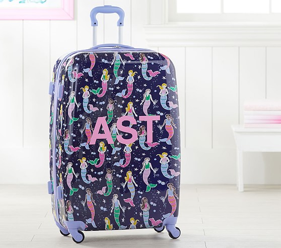 Mackenzie Navy Mermaids Extra Large Luggage | Pottery Barn Kids