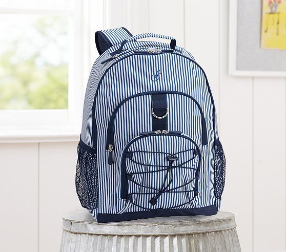 Navy Mini Stripe Backpack | Pottery Barn Kids