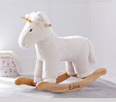 Kid Ivory Faux Fur Unicorn Rocker | Pottery Barn Kids