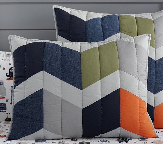 Denim Color Block Patchwork Quilt | Pottery Barn Kids