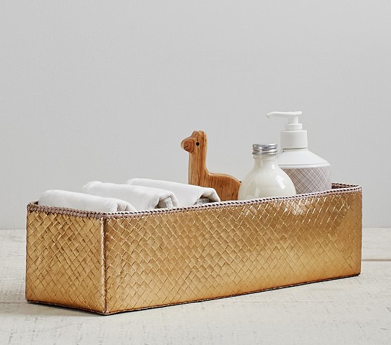 The Emily & Meritt Gold Changing Table Storage | Pottery Barn Kids