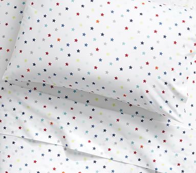 Organic Multi Mini Star Toddler Sheet Set | Pottery Barn Kids