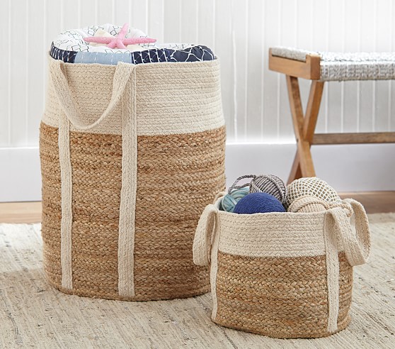 White Woven Jute Baskets | Pottery Barn Kids