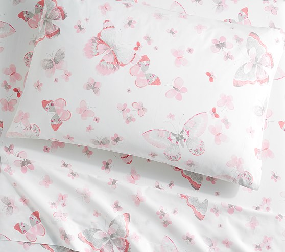 Sateen Adelaide Butterfly Sheet Set | Pottery Barn Kids