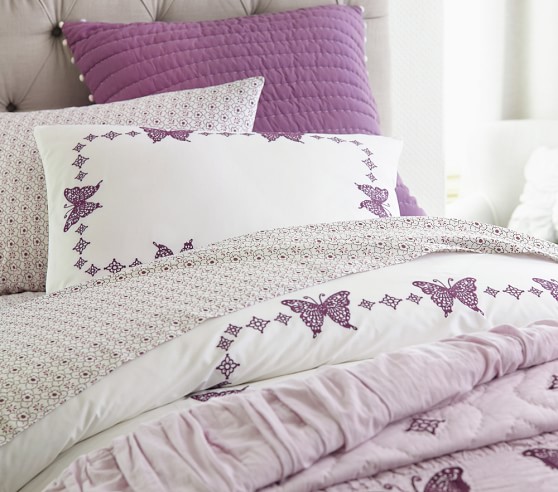 Windsor Embroidered Butterfly Duvet Cover | Pottery Barn Kids