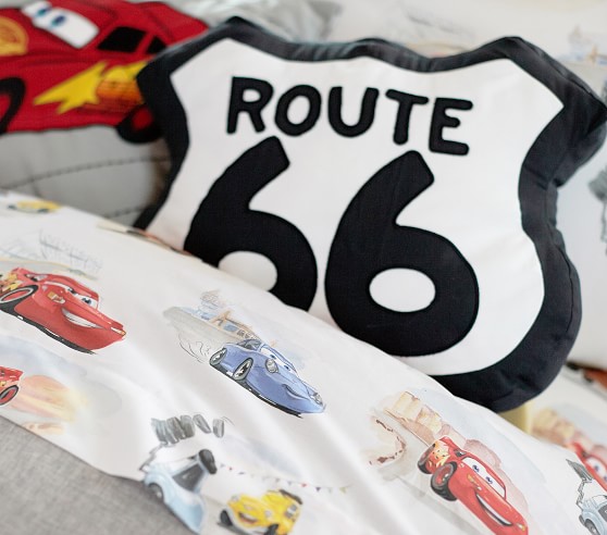 Disney•Pixar Cars Route 66 Shaped Decorative Pillow | Pottery Barn Kids