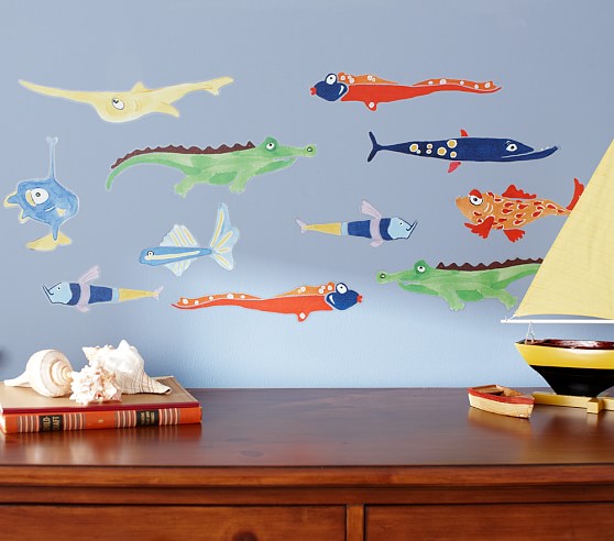 Colorful Funny Fish Kids Wall Decals | Pottery Barn Kids